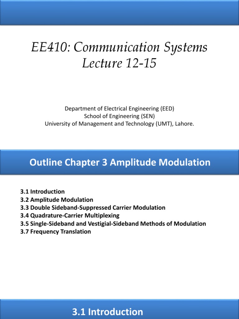 EE410: Communication Systems Lecture 12-15 | PDF | Detector (Radio ...