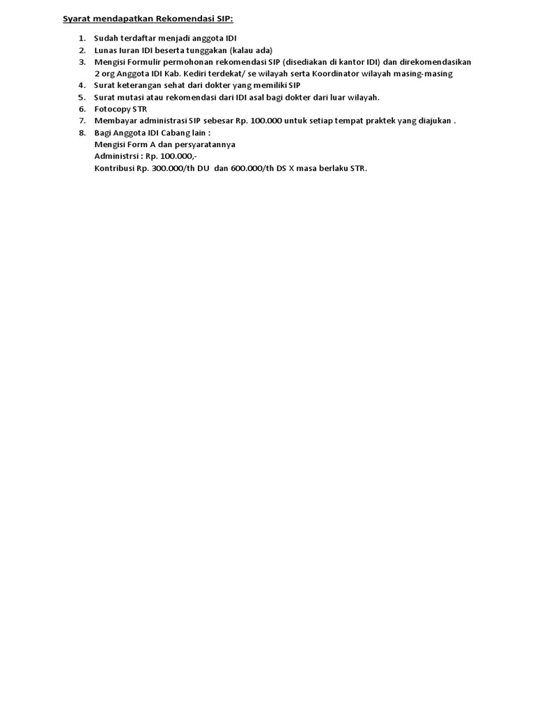 Persyaratan Dan Form Rekom IDI | PDF | Karier & Perkembangan