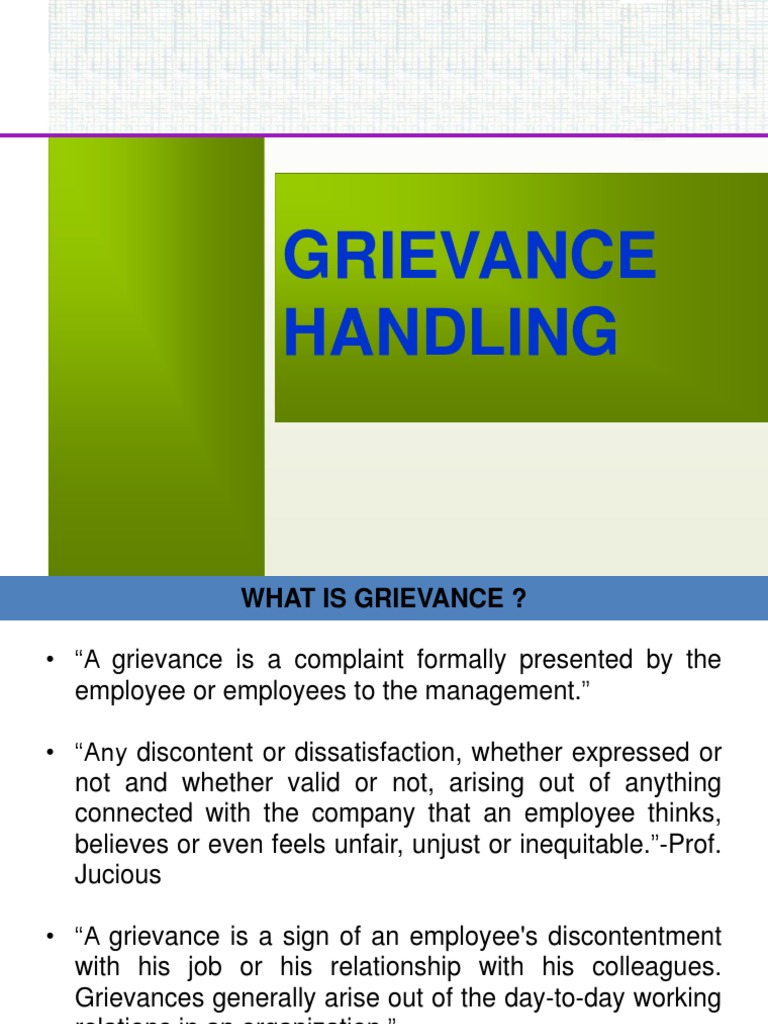 Grievance Handling | PDF | Complaint | Employment