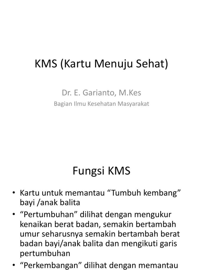 Panduan Kartu Menuju Sehat (KMS) | PDF
