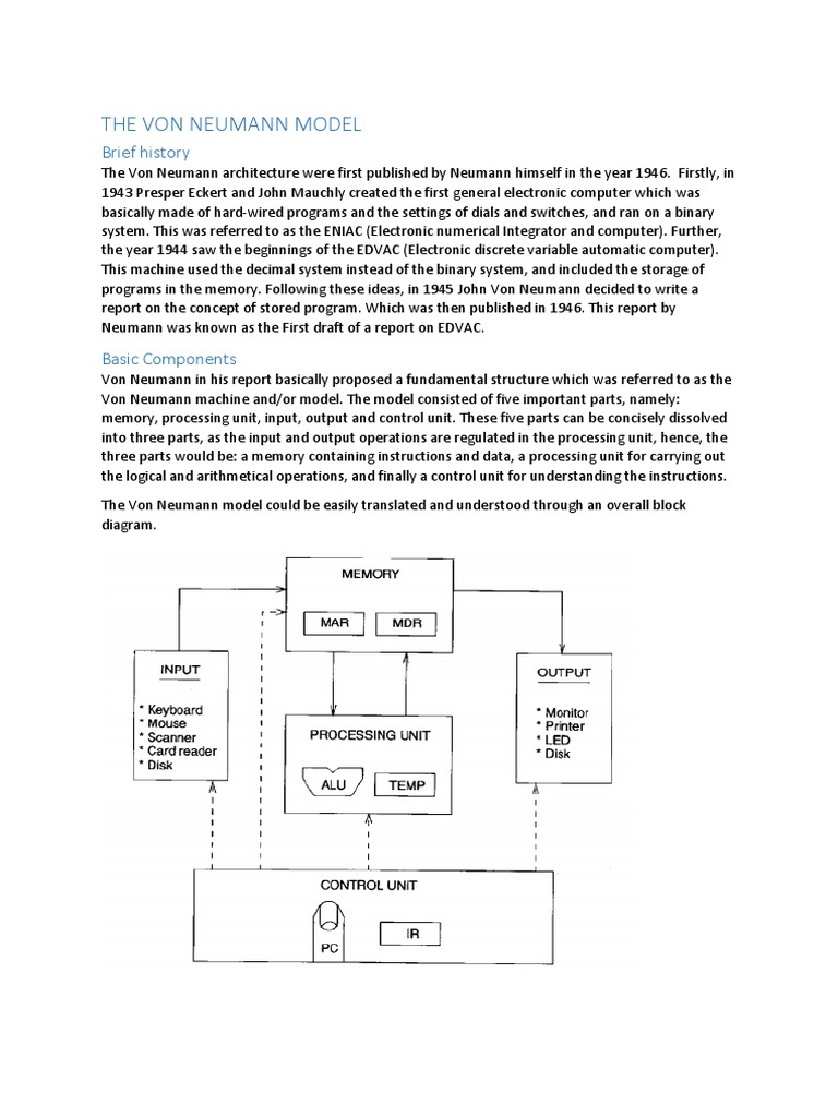 The Von Neumann Model: Brief History | PDF