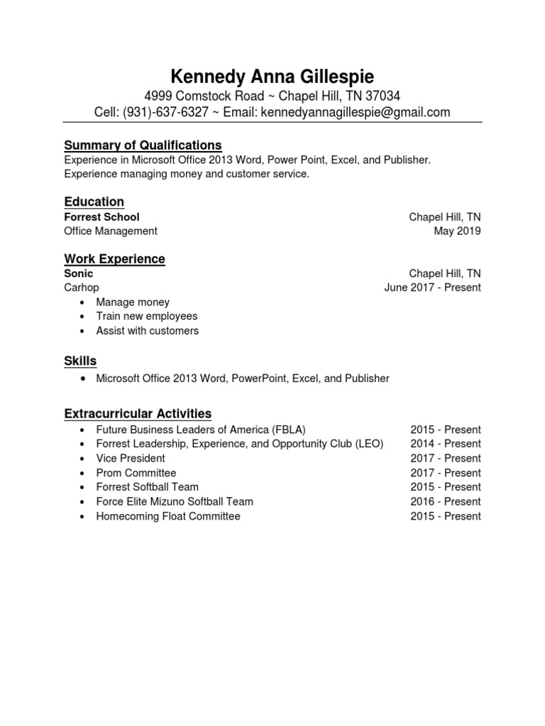 Kennedy Gillespie-Resume | PDF Kennedy Gillespie-Resume | PDF