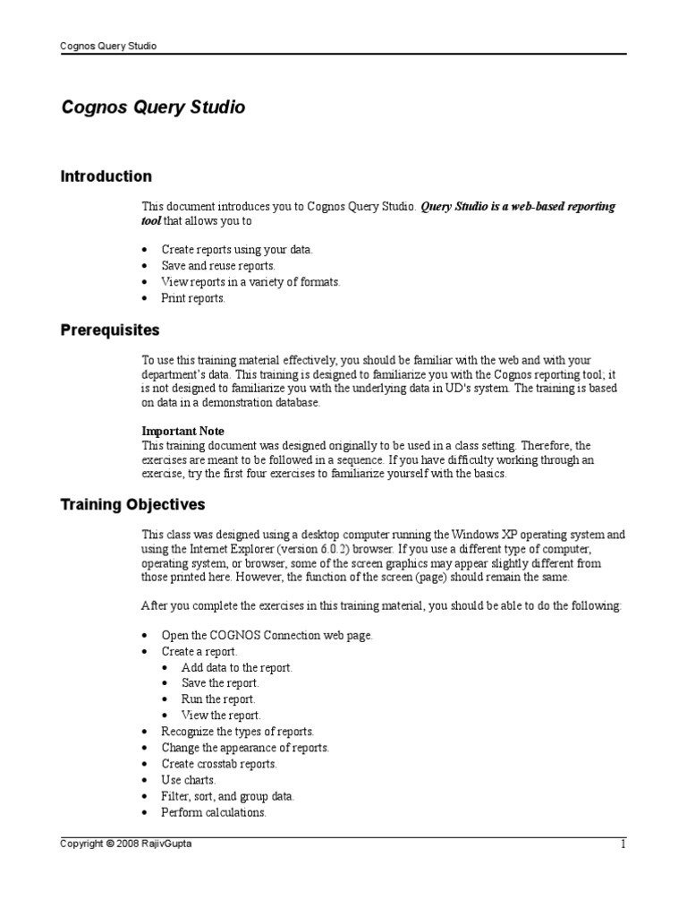 Cognos Query Studio | PDF | Comma Separated Values | Chart