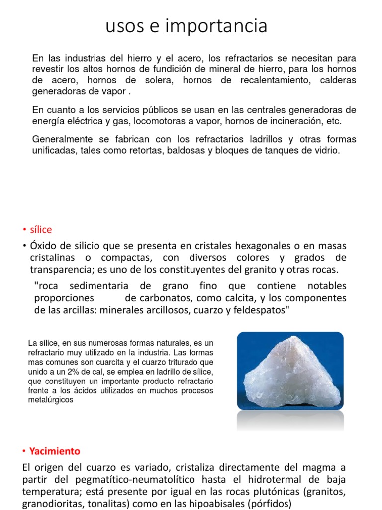 MATERIALES REFRACTARIO | Cuarzo | Óxido de aluminio