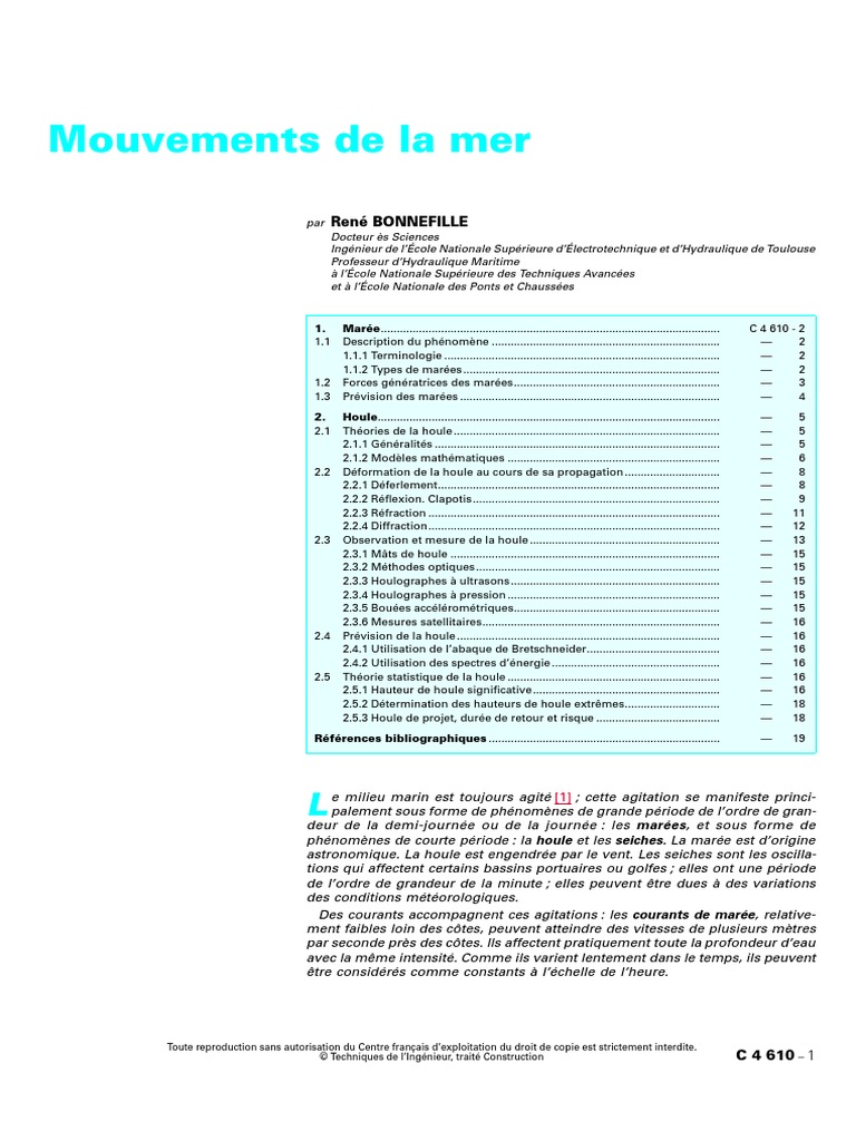 Mouvements de La Mer PDF | Descargar gratis PDF | Marée | Hydrographie