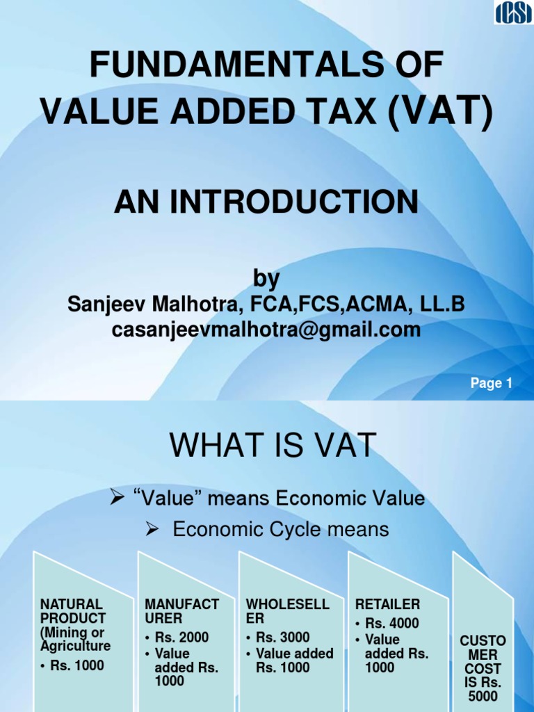 An Introduction to Value Added Tax (VAT): Fundamentals, Implementation ...