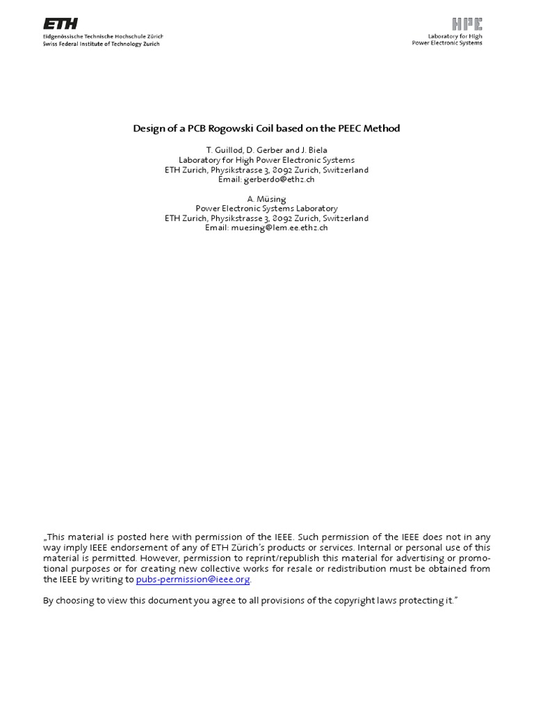 Design of A PCB Rogowski Coil Based On The PEEC Method | PDF | Inductor ...