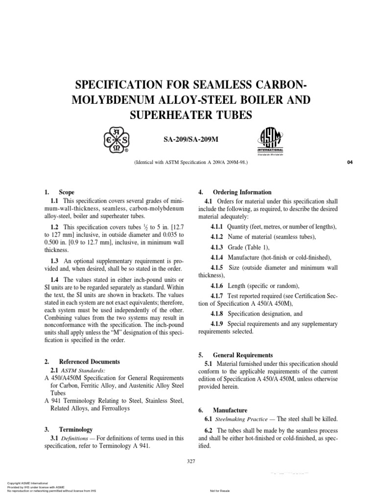Specification For Seamless Carbon-Molybdenum Alloy-Steel Boiler and ...