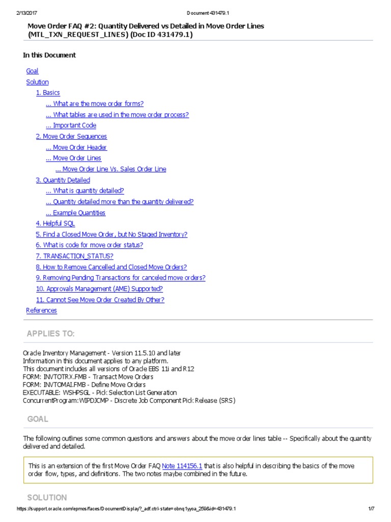 Move Order FAQ #2 Quantity Delivered Vs Detailed in Move Order Lines ...