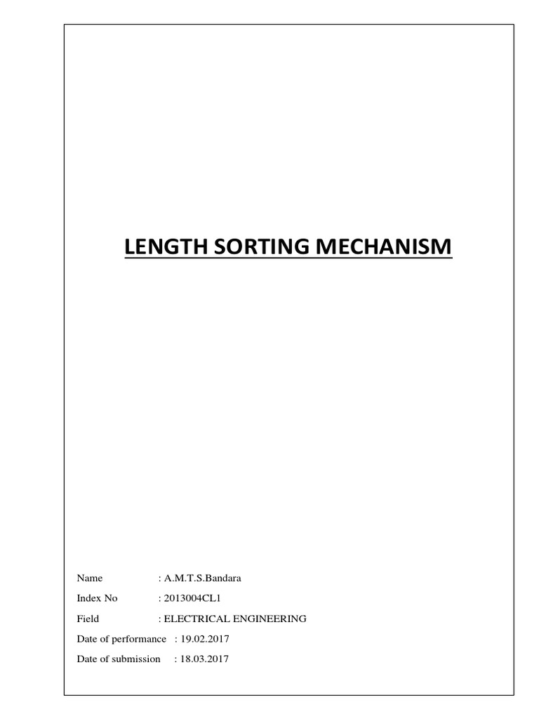 Length Sorting Mechanism | PDF | Automation | Systems Engineering