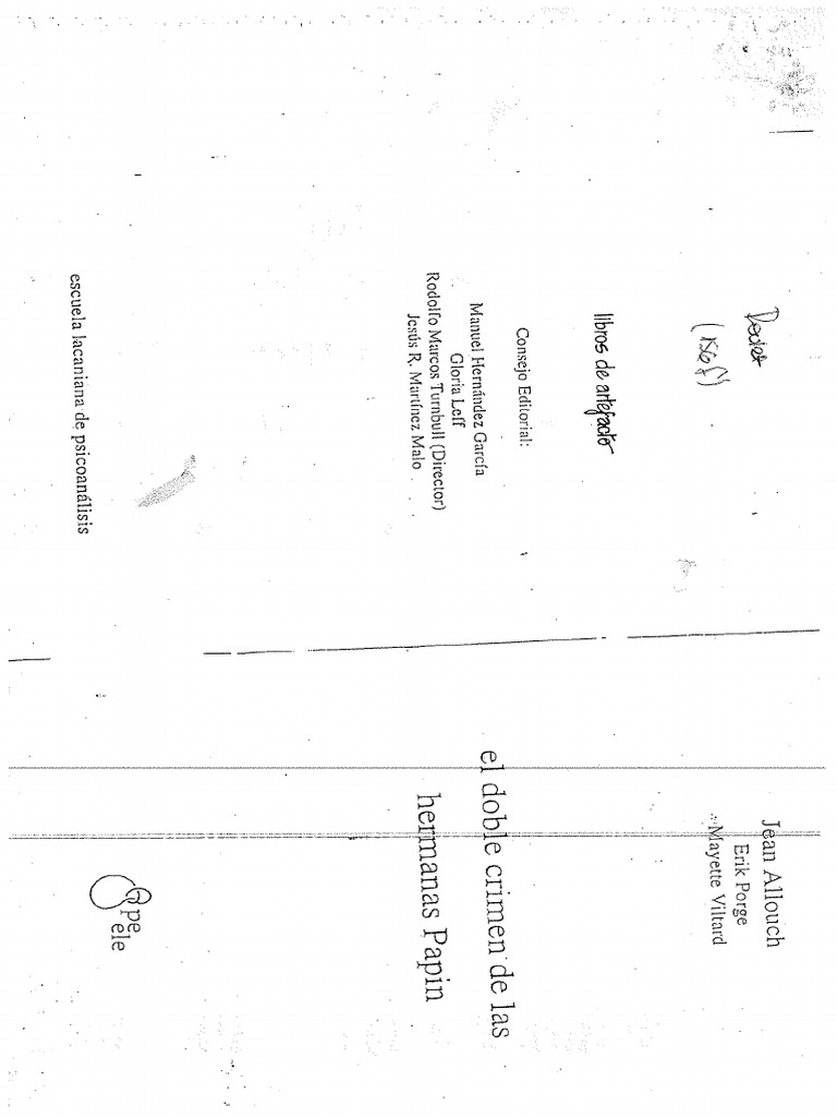 Jean Allouch - El Doble Crimen de Las Hermanas Papin | PDF