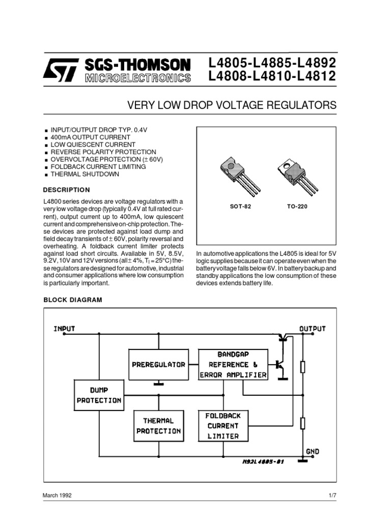 L4805-L4885-L4892 L4808-L4810-L4812: Very Low Drop Voltage Regulators ...