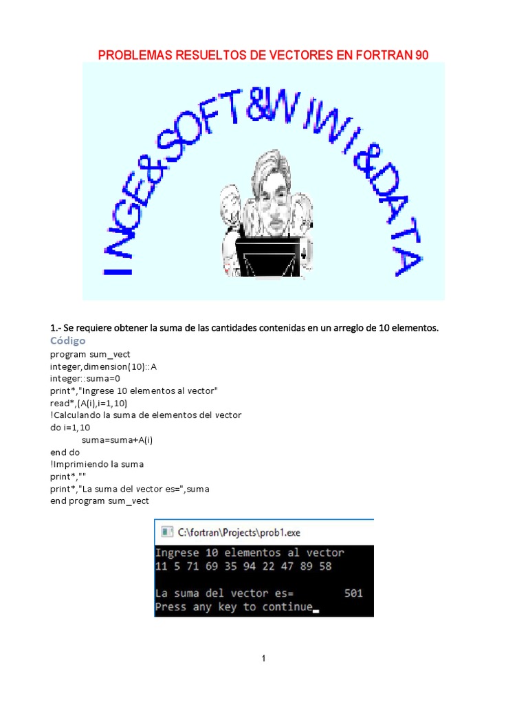 Problemas Resueltos de Vectores en Fortran 90 | PDF | Matriz ...