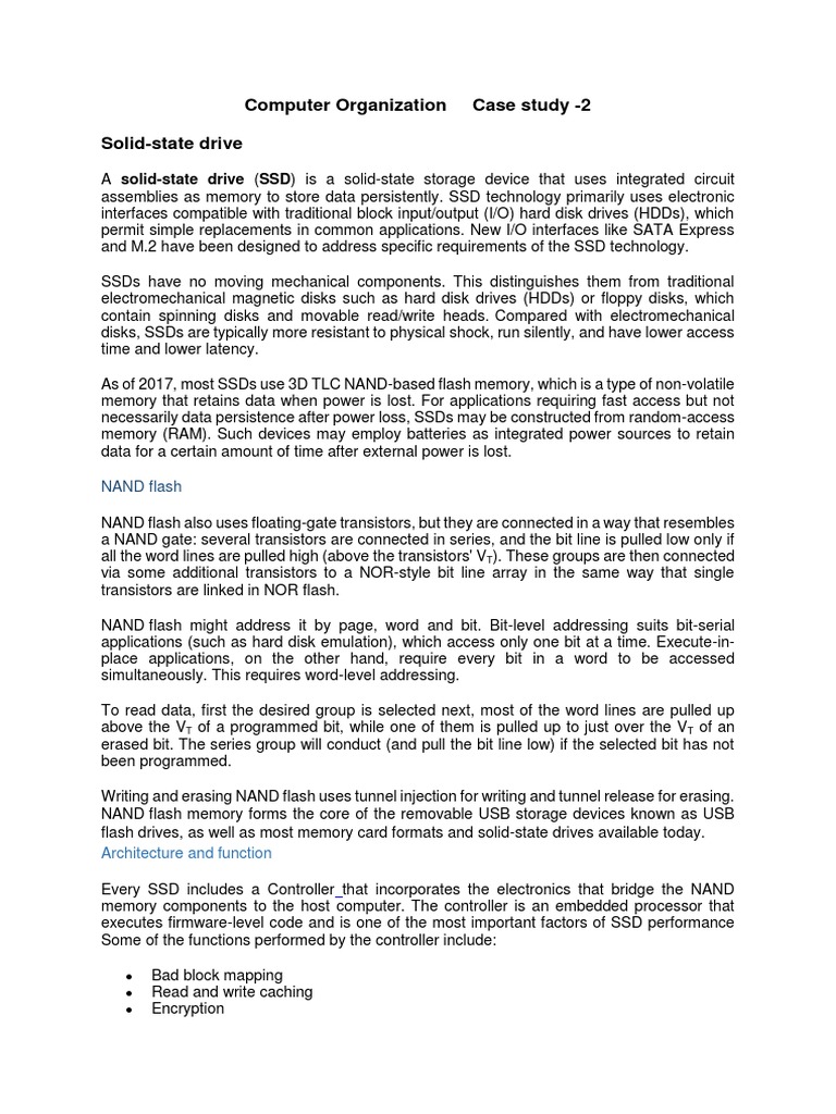 SSD Case Study | PDF | Solid State Drive | Flash Memory