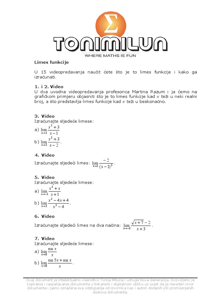 Limes Funkcije PDF | PDF
