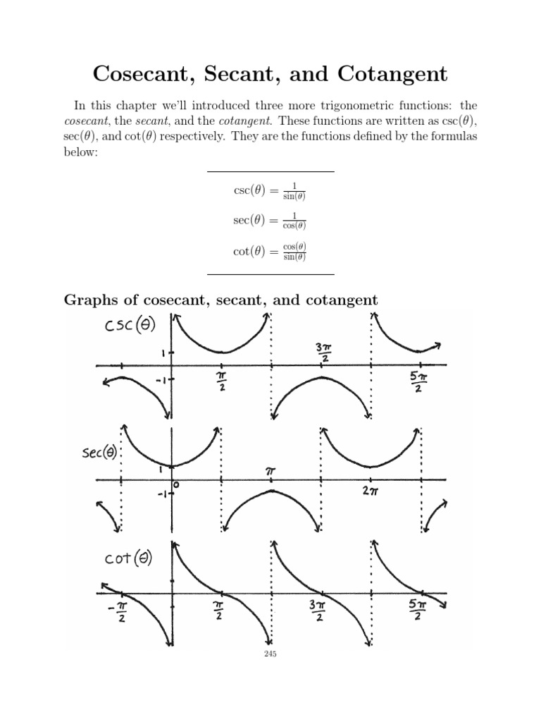 Graphs of Cosecant, Secant, and Cotangent | PDF | Trigonometric ...