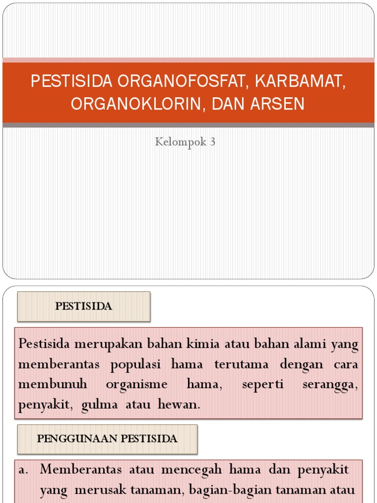 Pestisida Organofosfat, Karbamat, Organoklorin, Dan | PDF | Kesehatan ...