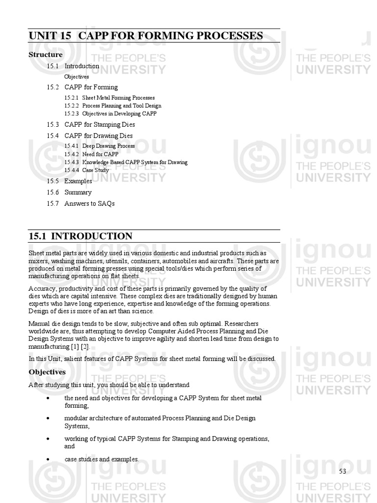 Unit-15 CAPP For Forming Processes | PDF | Sheet Metal | Computer Aided ...