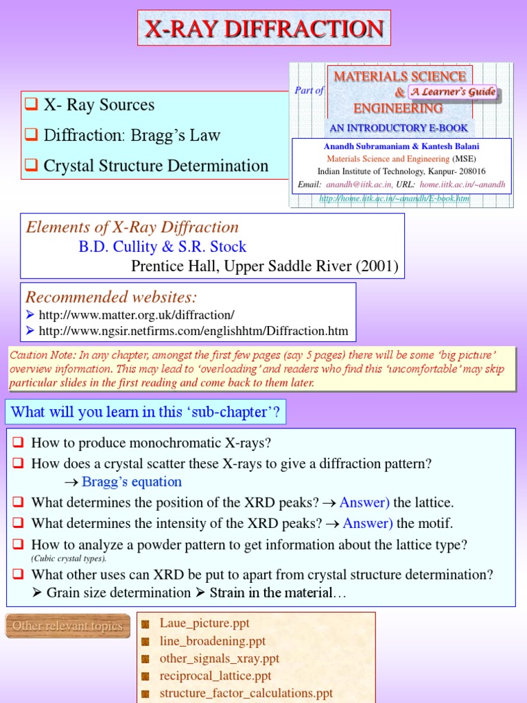 Chapter 3c X Ray Diffraction | PDF | X Ray Crystallography | Diffraction