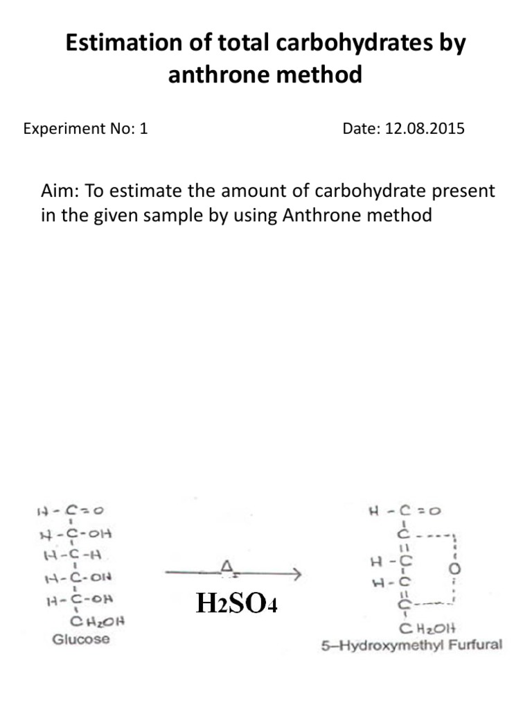 Estimation of Total Carbohydrates by Anthrone Method | PDF