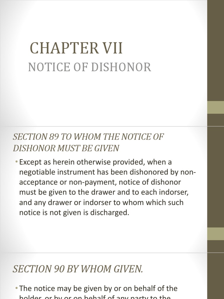 Notice of Dishonor Procedures | PDF | Negotiable Instrument | Law Of Agency