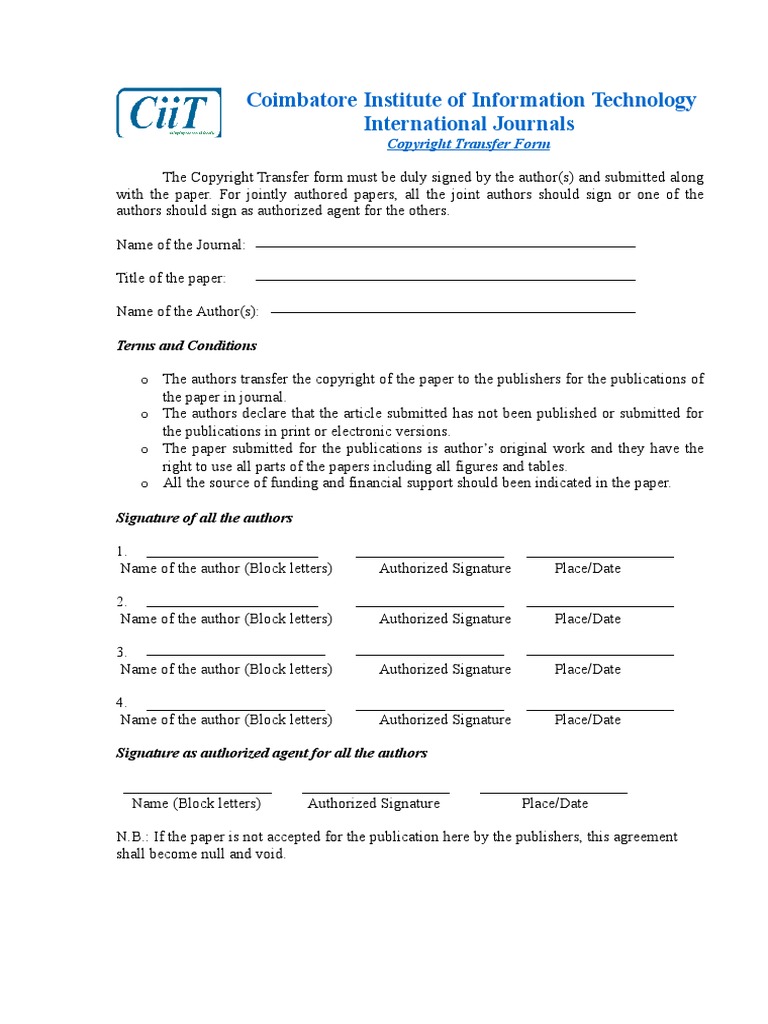 CiiT Copyright Form | PDF