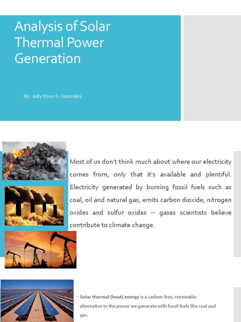 Analysis of Solar Thermal Power Generation Report | PDF | Solar Energy ...