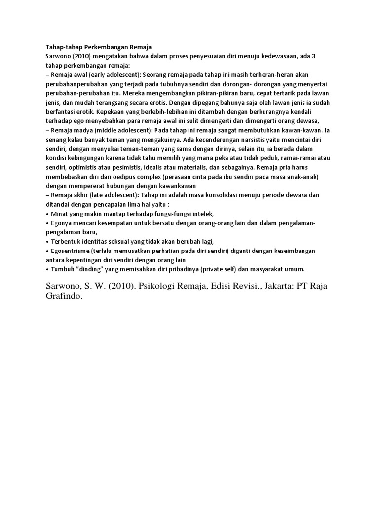 Tahap Perkembangan Remaja | PDF