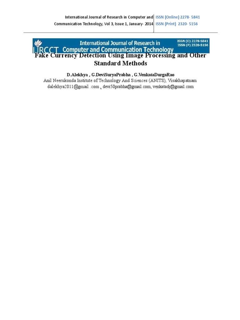 7 Fake Currency Detection Using Image Processing and Other | PDF ...