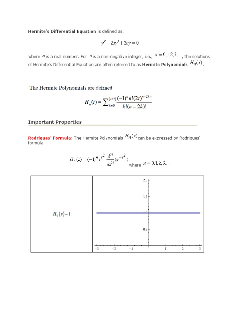 Hermite Differential Equation Overview | PDF