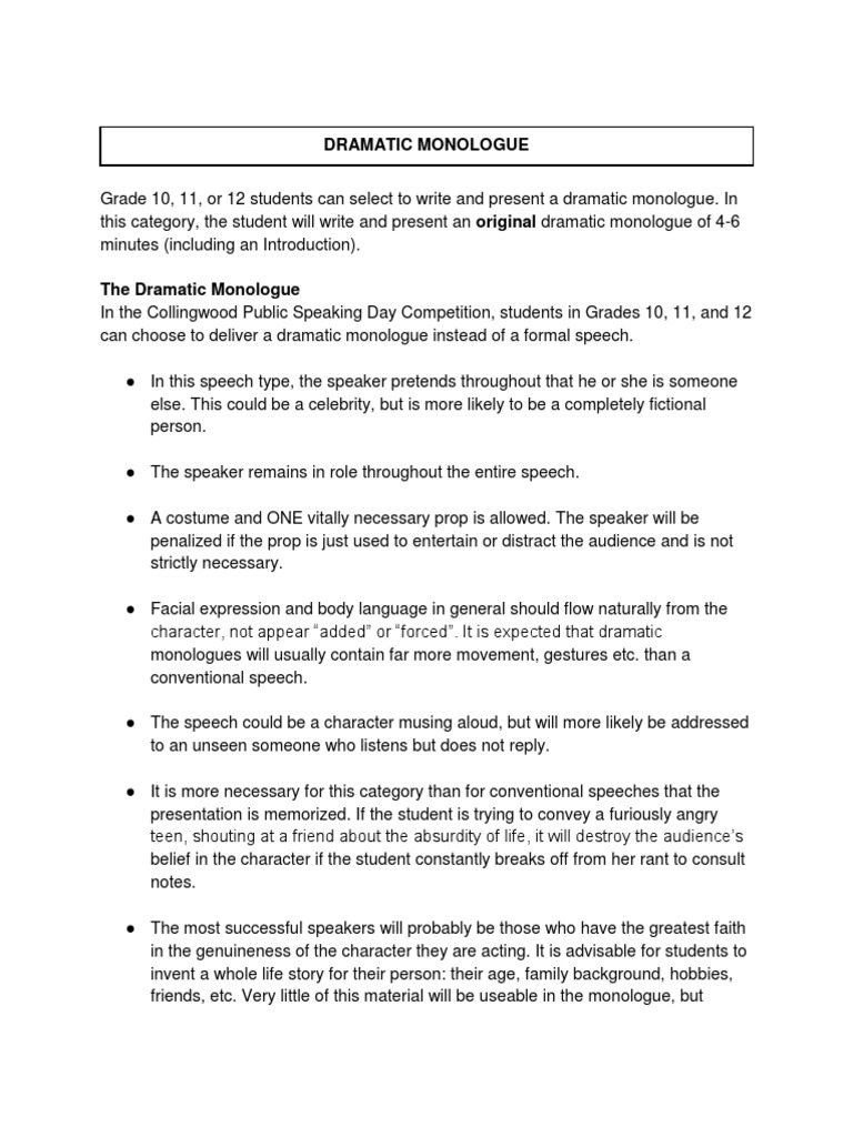 Dramatic Monologue Overview | PDF | Monologue | Human Communication