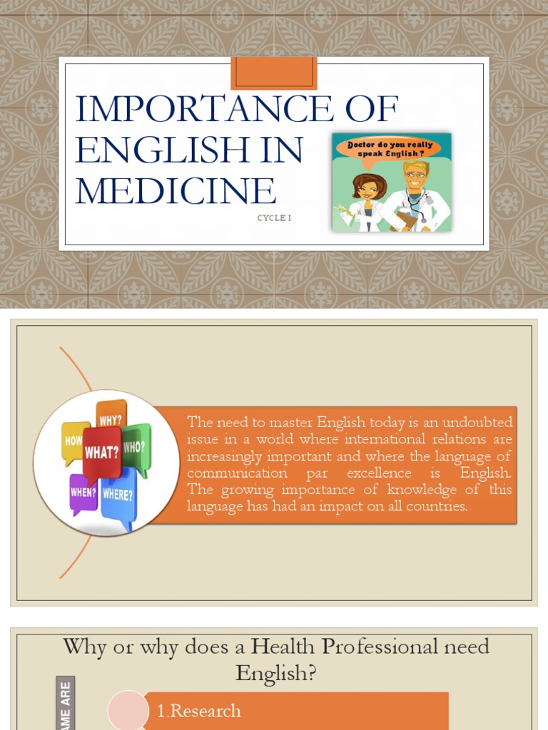 Importance Of English In Medicine: Cycle I | Patient | English Language ...