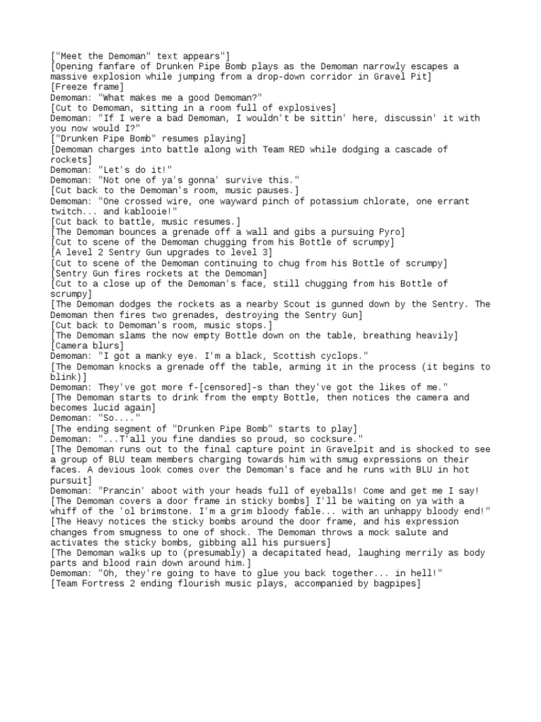 Meet the demoman script | Bombings | Military Technology