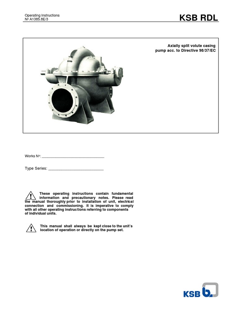 KSB RDL Pump Operating Guide | PDF | Bearing (Mechanical) | Pump