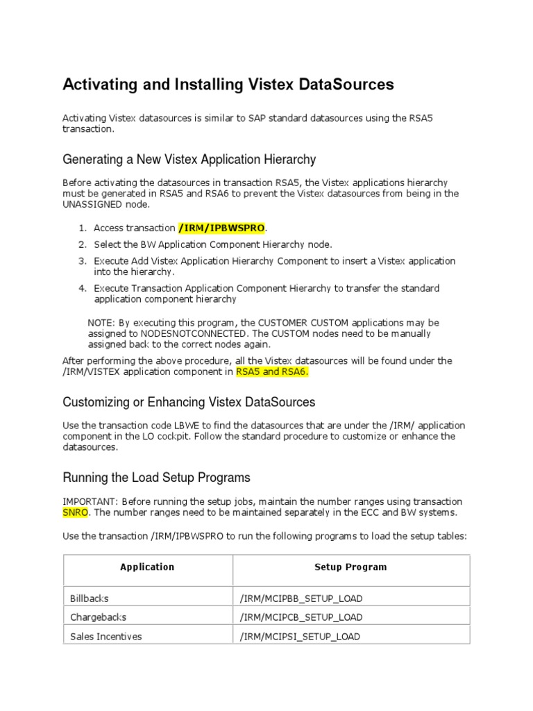 Activating Vistex DataSources in SAP | PDF | Computer Engineering ...
