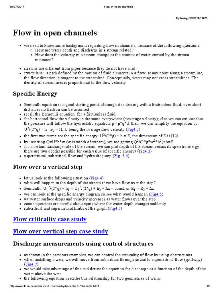 Flow in Open Channels | PDF | Mechanics | Fluid Dynamics