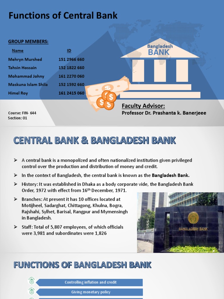 Functions of Central Bank Final Presentation | PDF | Money Supply ...