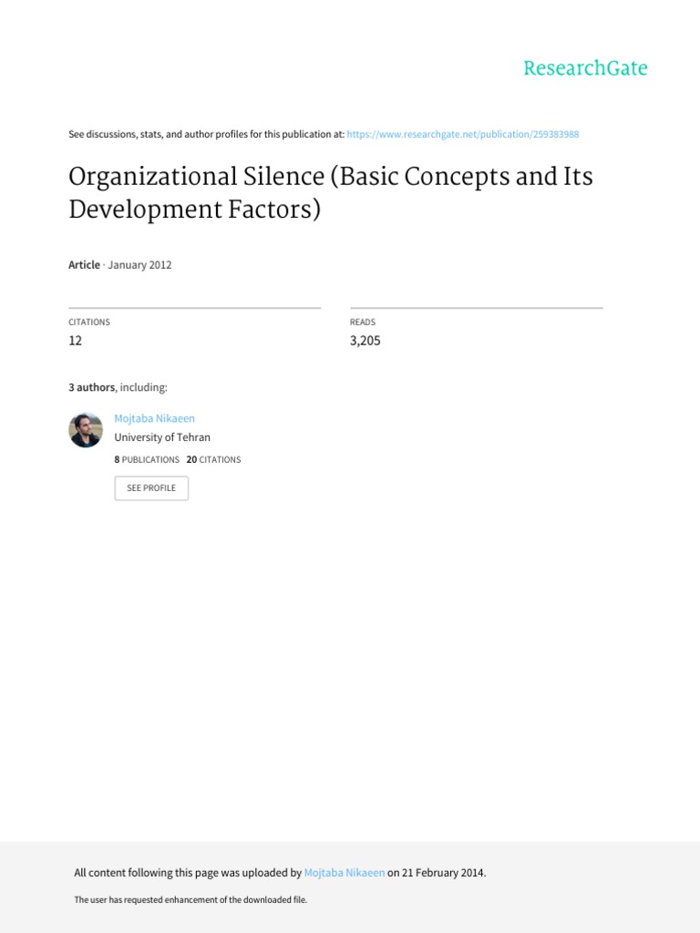 Understanding Organizational Silence: Definitions, Causes, and Effects ...