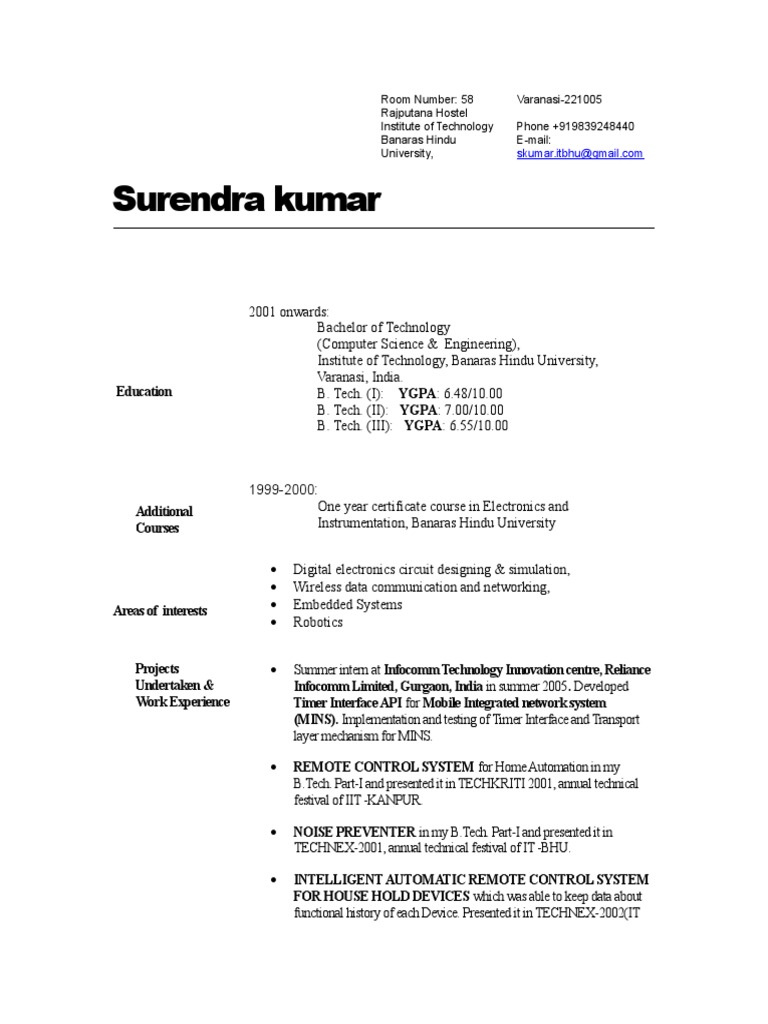 Surendra Resume | PDF | Computer Engineering | Computing