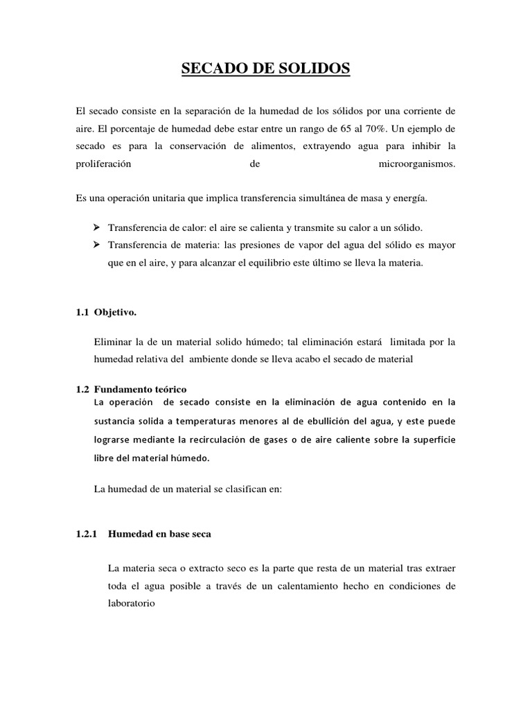 Secado de Solidos | PDF | Humedad | Humedad relativa