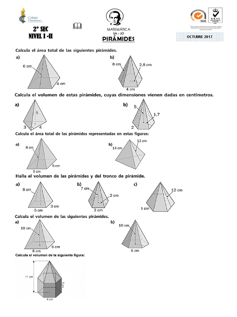 PIRAMIDES Ficha Segundo de Secundari | PDF | Geometría euclidiana | Formas geométricas