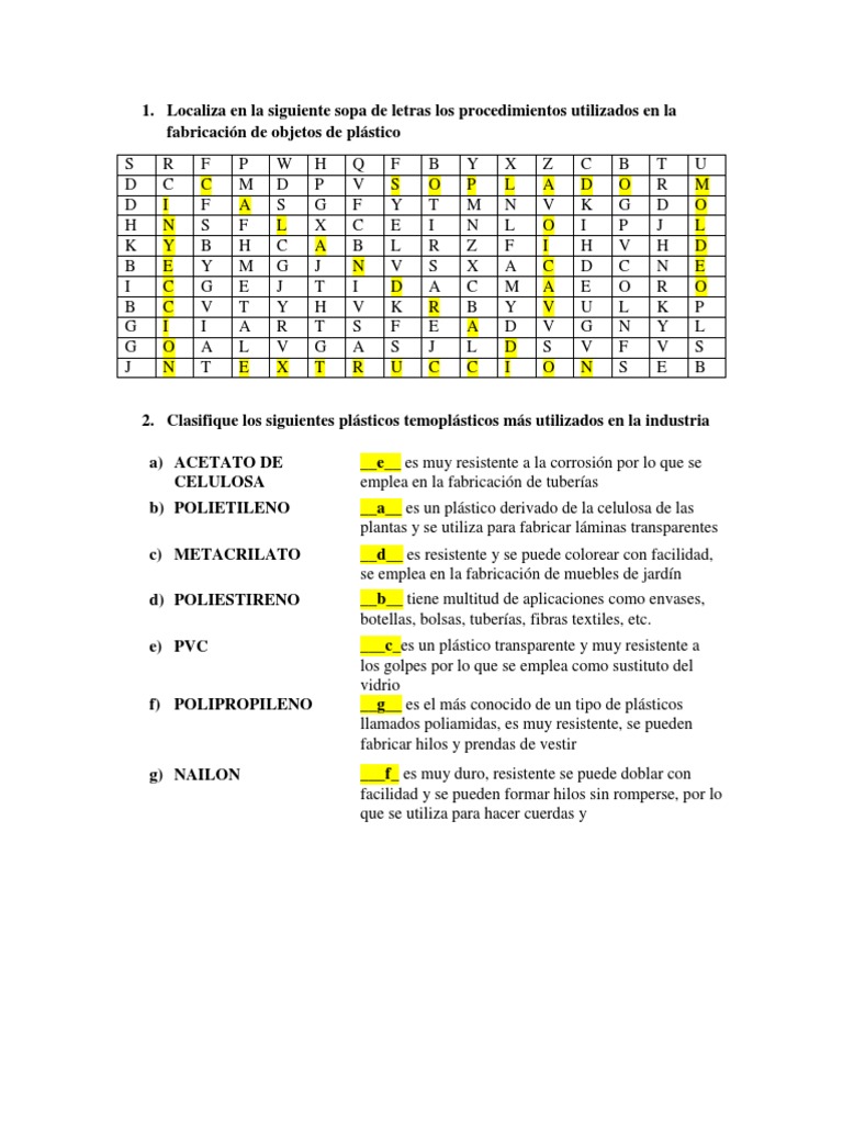 Localiza en La Siguiente Sopa de Letras Los Procedimientos Utilizados ...