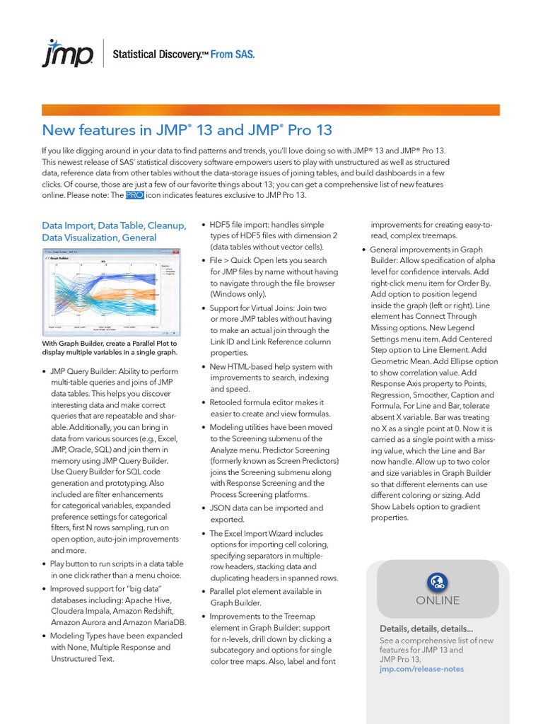 New Features in JMP and JMP Pro13 | PDF | Jmp (Statistical Software ...