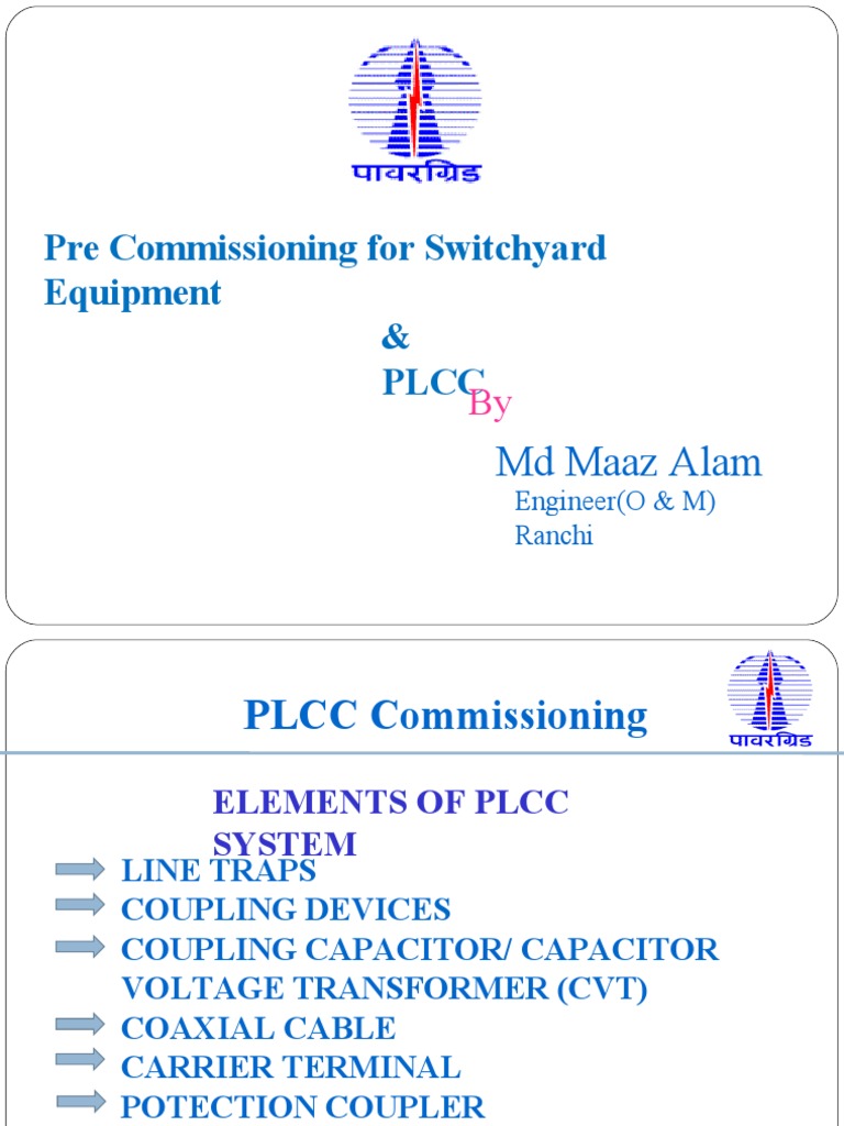 Pre Commissioning For Switchyard Equipment & PLCC: MD Maaz Alam | PDF | Transformer | Inductor