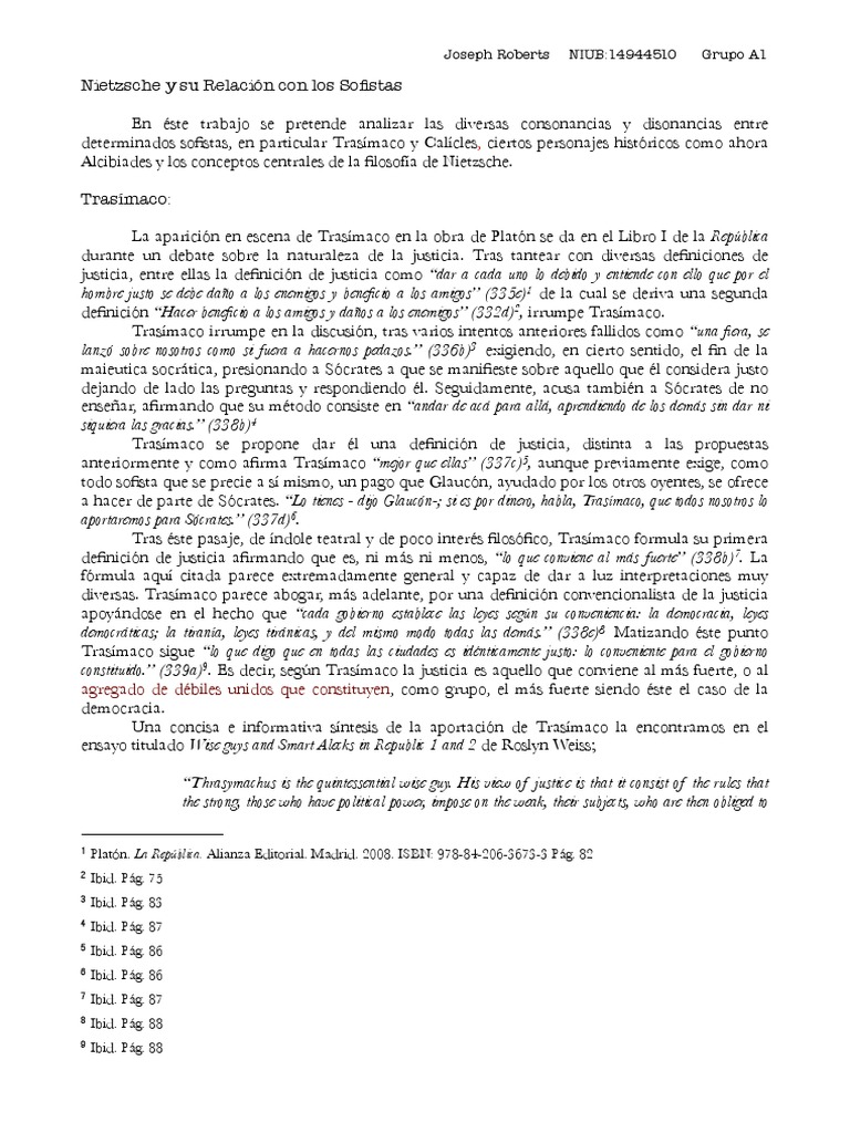 Trasímaco Como Predecesor de Nietzsche | PDF | Friedrich Nietzsche ...
