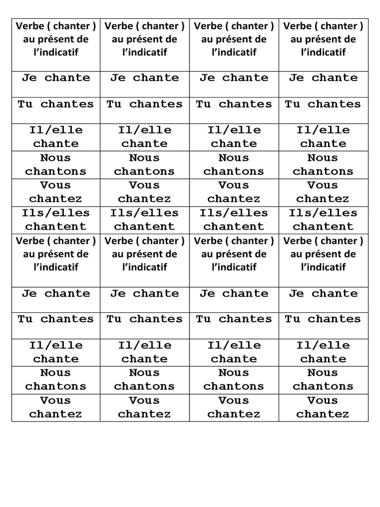 Verbe Chanter Au Present | PDF