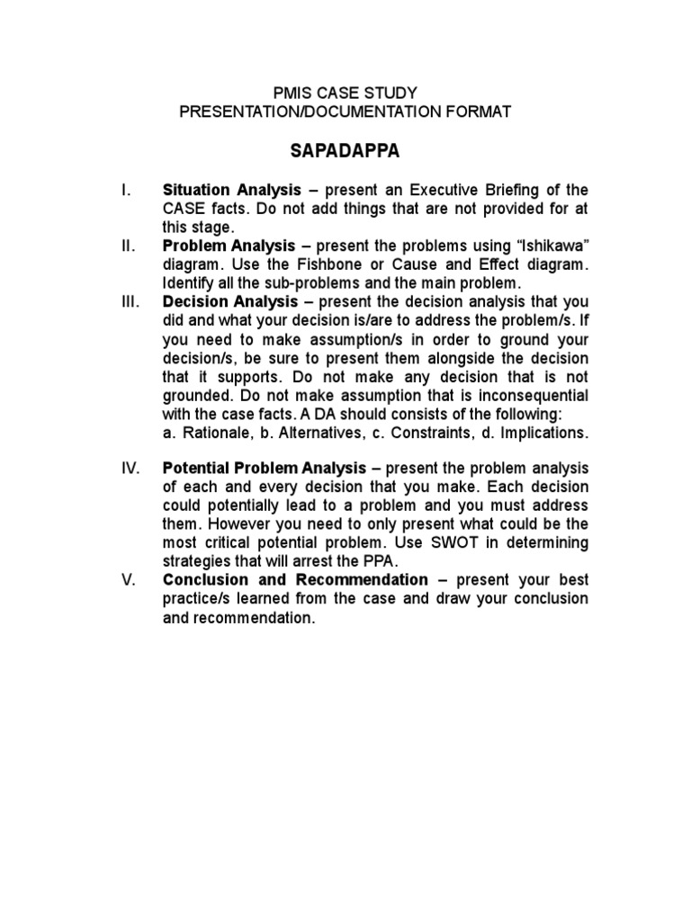 Pmis Case Study Guide (SAPADAPPA) | PDF