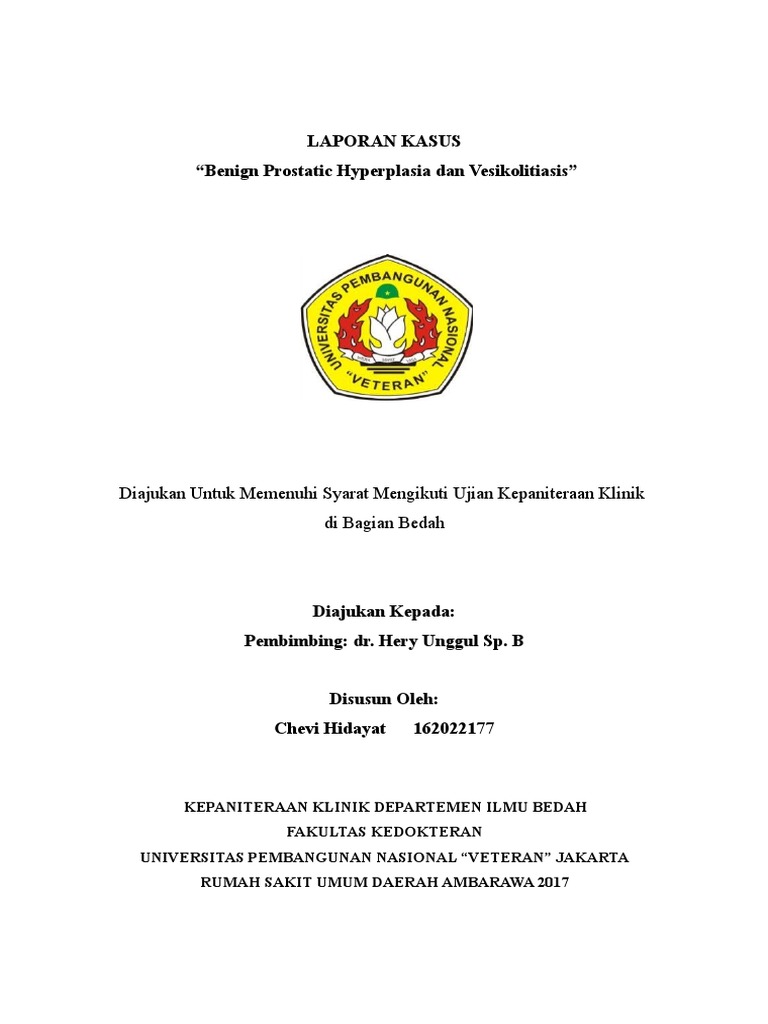 Bedah Lapsus BPH & Vesikolitiasis | PDF