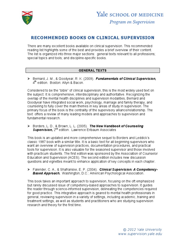 Books For Clinical Supervision | PDF | Clinical Psychology | Family Therapy
