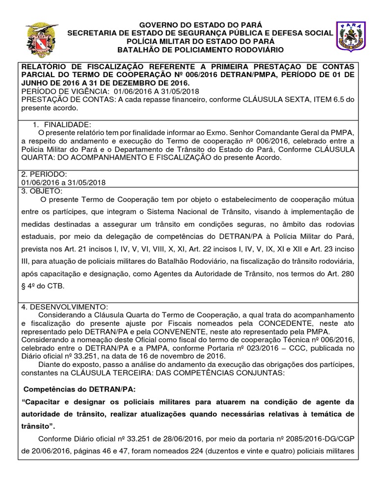 Relatório Fiscal | Polícia Militar | Polícia